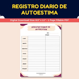 Spanish Self-esteem Worksheet for Kids-teens - Registro Diario De ...