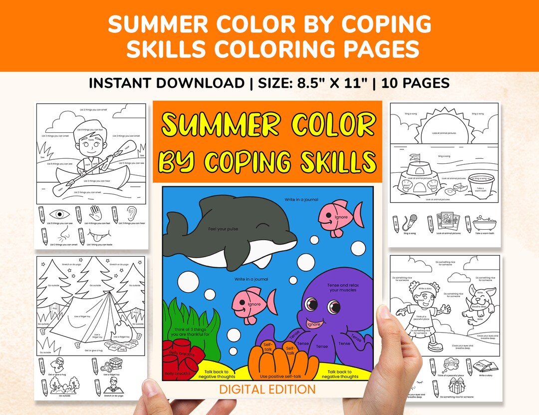 Summer Coloring Pages for Kids-color by Coping Skills Coloring Book ...
