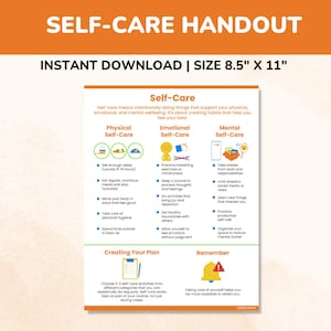 Self-care Therapy Handout-coping Skills for Kids Teens Young Adults ...
