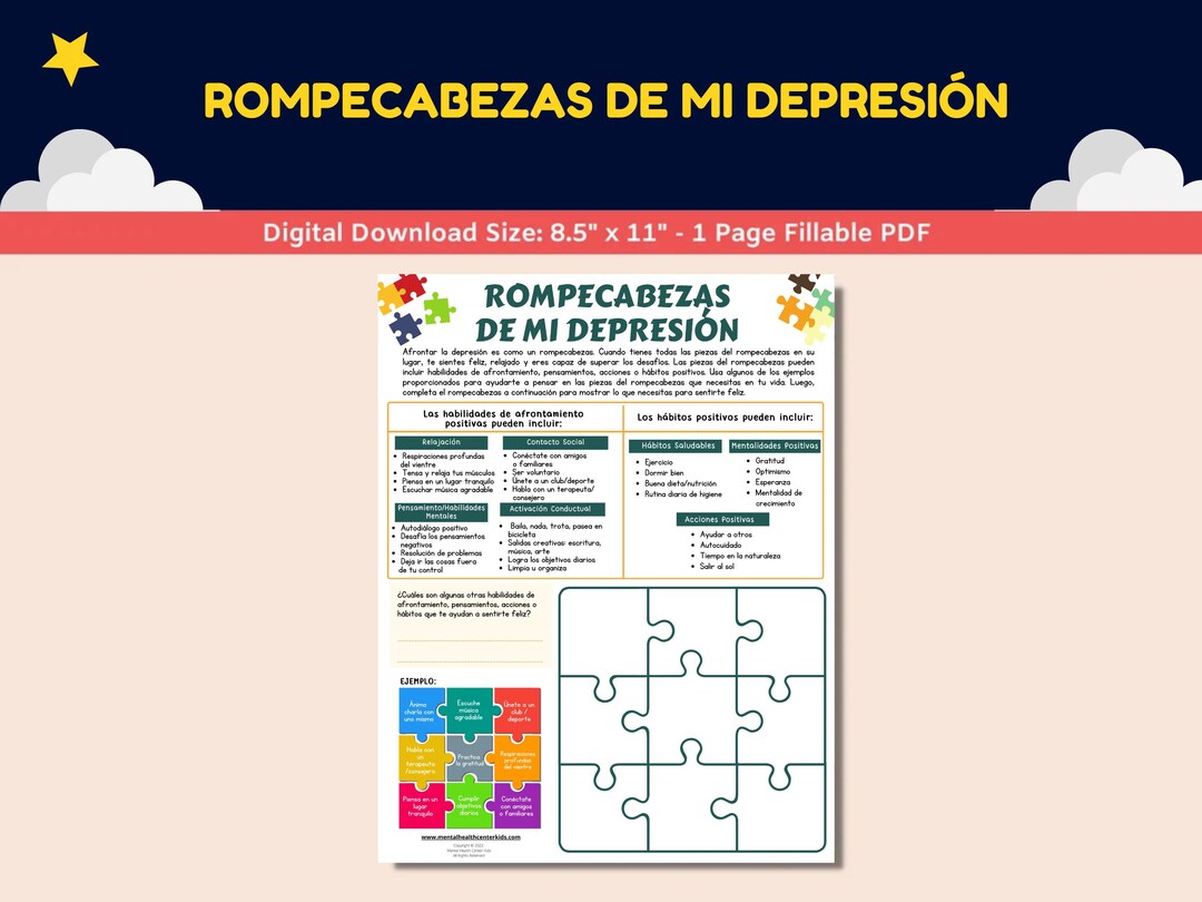 Spanish Depression Worksheet for Kids-teens - Rompecabezas De Mi ...