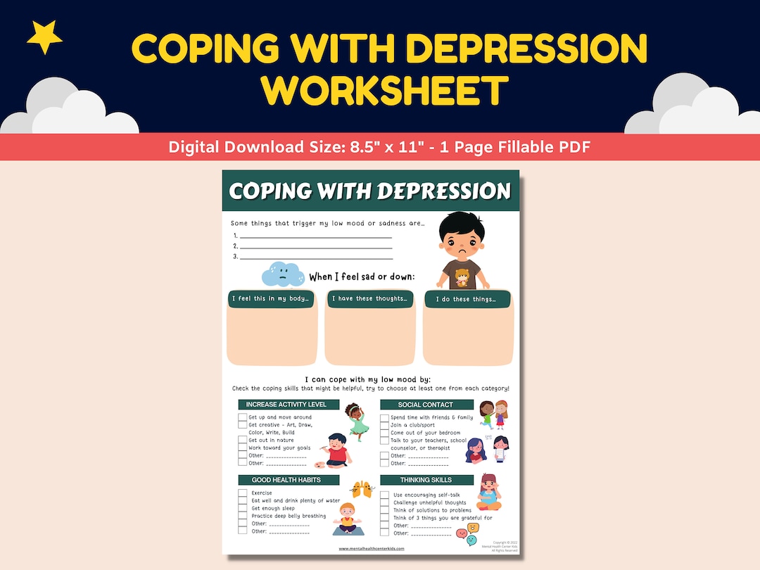 Depression Coping Skills Fillable Worksheet Kids Children-printable ...