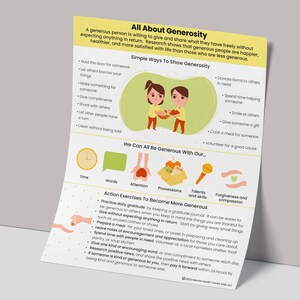 Generosity Printable Character Education for Kids Poster Pdf-teens ...