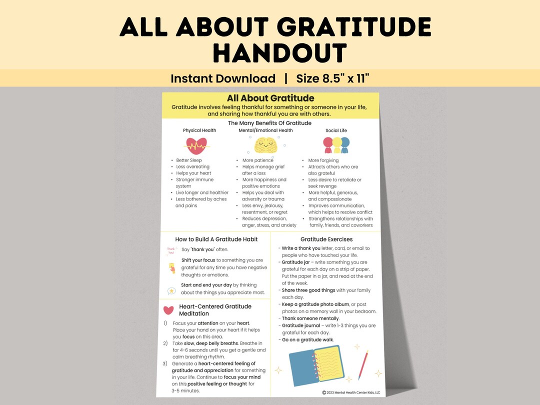 Gratitude Printable Grateful Character Education Gratitude - Etsy