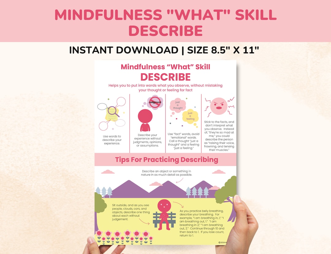 DBT Mindfulness "what" Skill DESCRIBE Handout - Mindfulness Skills PDF ...