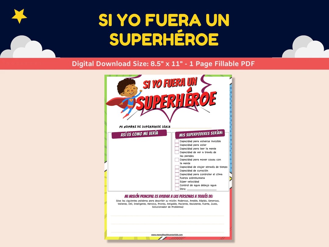 Spanish Self-esteem Worksheet for Kids-teens - Si Yo Fuera Un ...