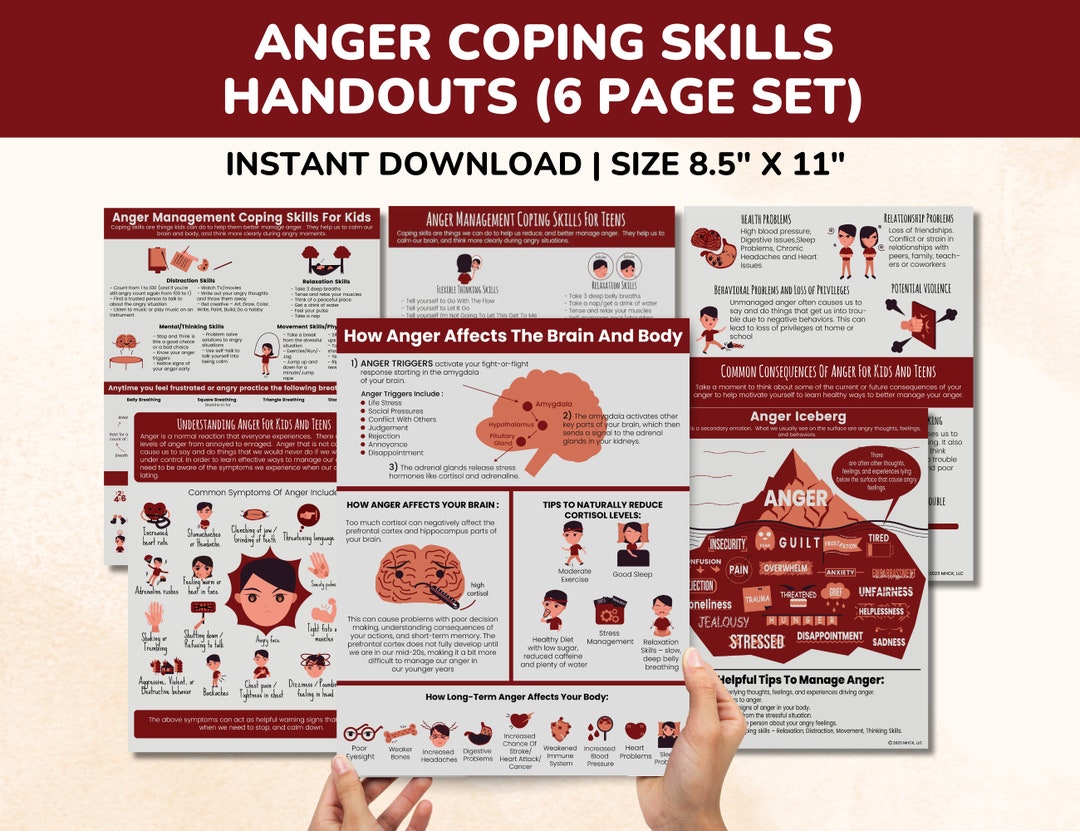 Anger Management Coping Skills Printable Poster Bundle for Kids & Teens ...