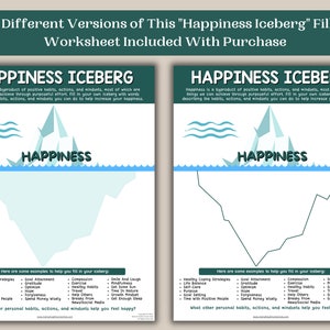 Happiness Iceberg Mental Health Fillable Worksheet Depression ...