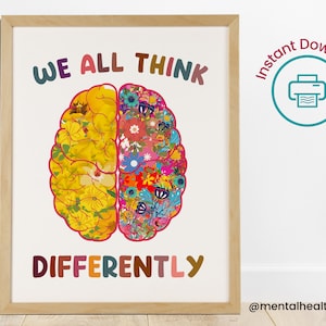 Growth Mindset Poster-we All Think Differently Poster-therapy Office ...