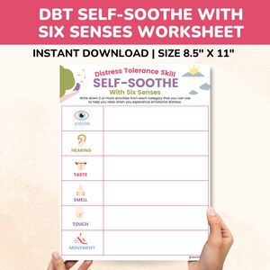 DBT Self-soothe With 6 Senses Worksheets 3-pages-distress Tolerance ...
