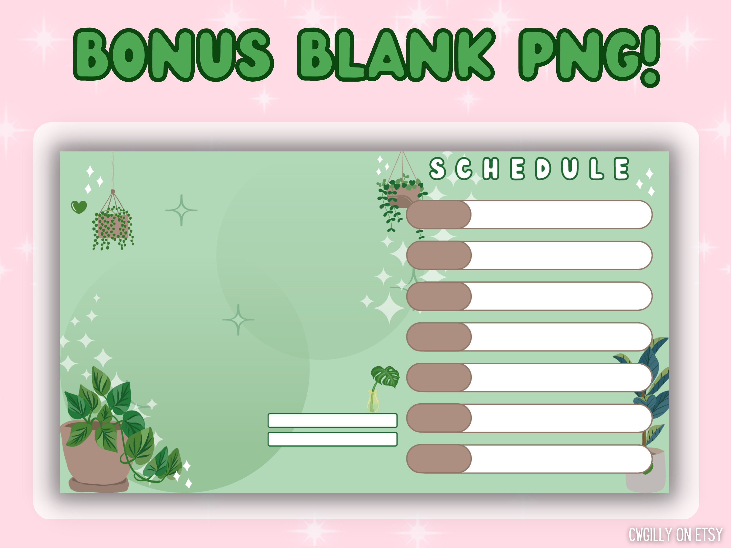 Aesthetic Plant Vtuber Twitch Youtube Stream Schedule Template | Kawaii ...