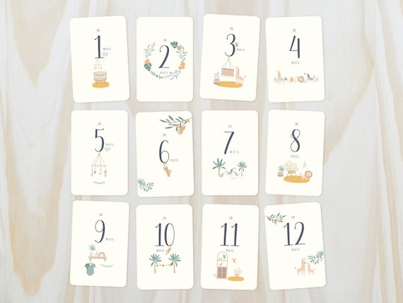 Carte Étapes Bébé Première Année 12 Mois DOUCE SAVANE - Etsy France