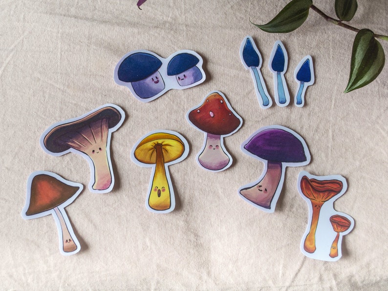 Cute Mushroom Sticker Pack, Cute Mushroom Waterproof Vinyl Sticker ...