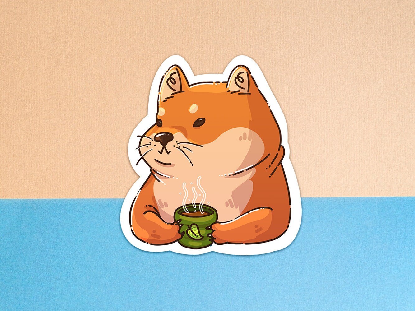Shiba Tea Time, Cute Shiba Inu Sticker - Etsy