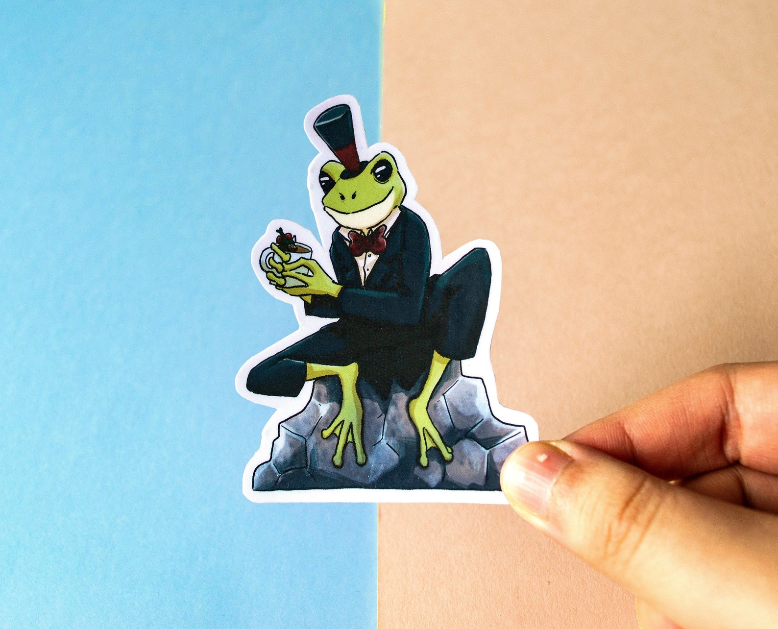Dapper Froggo, Cute Frog Sticker, Frog Waterproof Vinyl Sticker ...