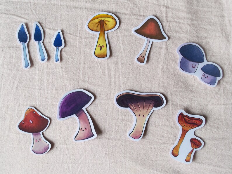 Cute Mushroom Sticker Pack, Cute Mushroom Waterproof Vinyl Sticker ...