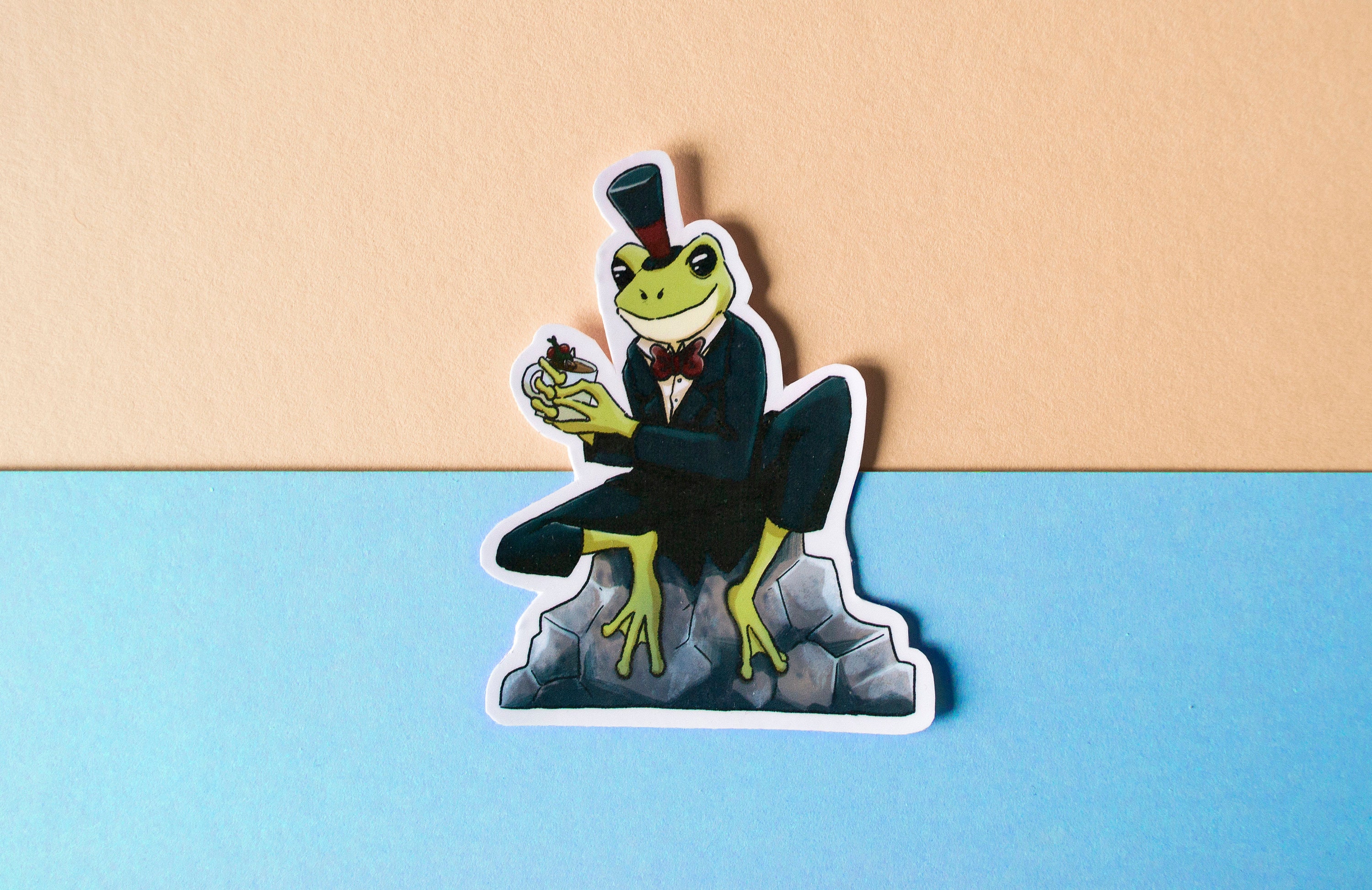Dapper Froggo, Cute Frog Sticker, Frog Waterproof Vinyl Sticker ...