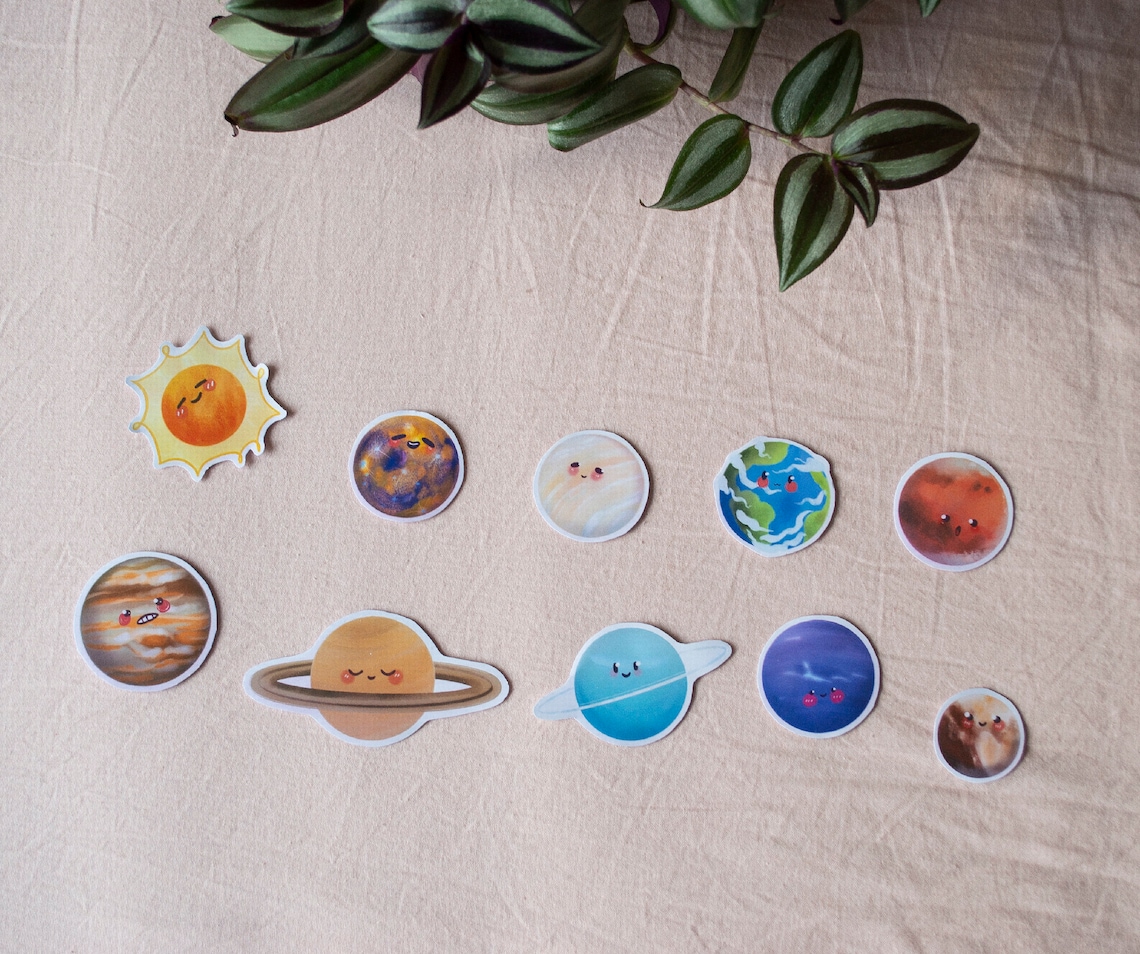 Pluto is Also a Planet Sticker Pack, Planet Waterproof Vinyl Sticker, Cute Solar System Sticker ...