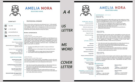Nurse Resume Template for Word Nursing Resume Template | Etsy
