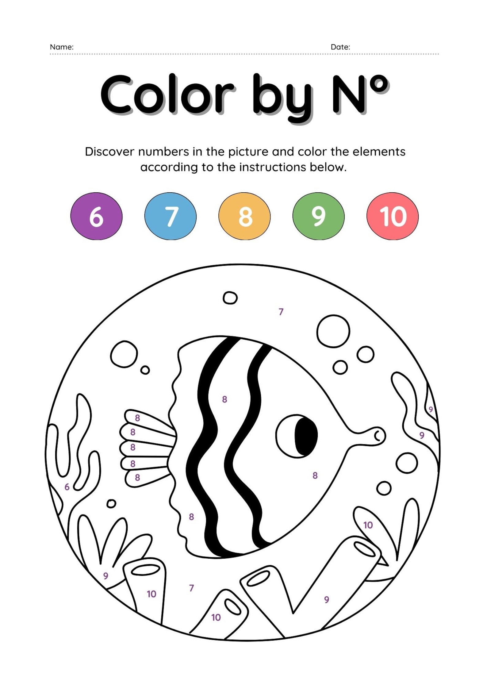 Coloring Book by Number for Kids, Educational Activity Sheets for ...