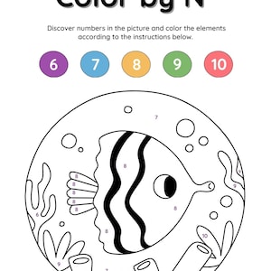 Coloring Book by Number for Kids, Educational Activity Sheets for ...