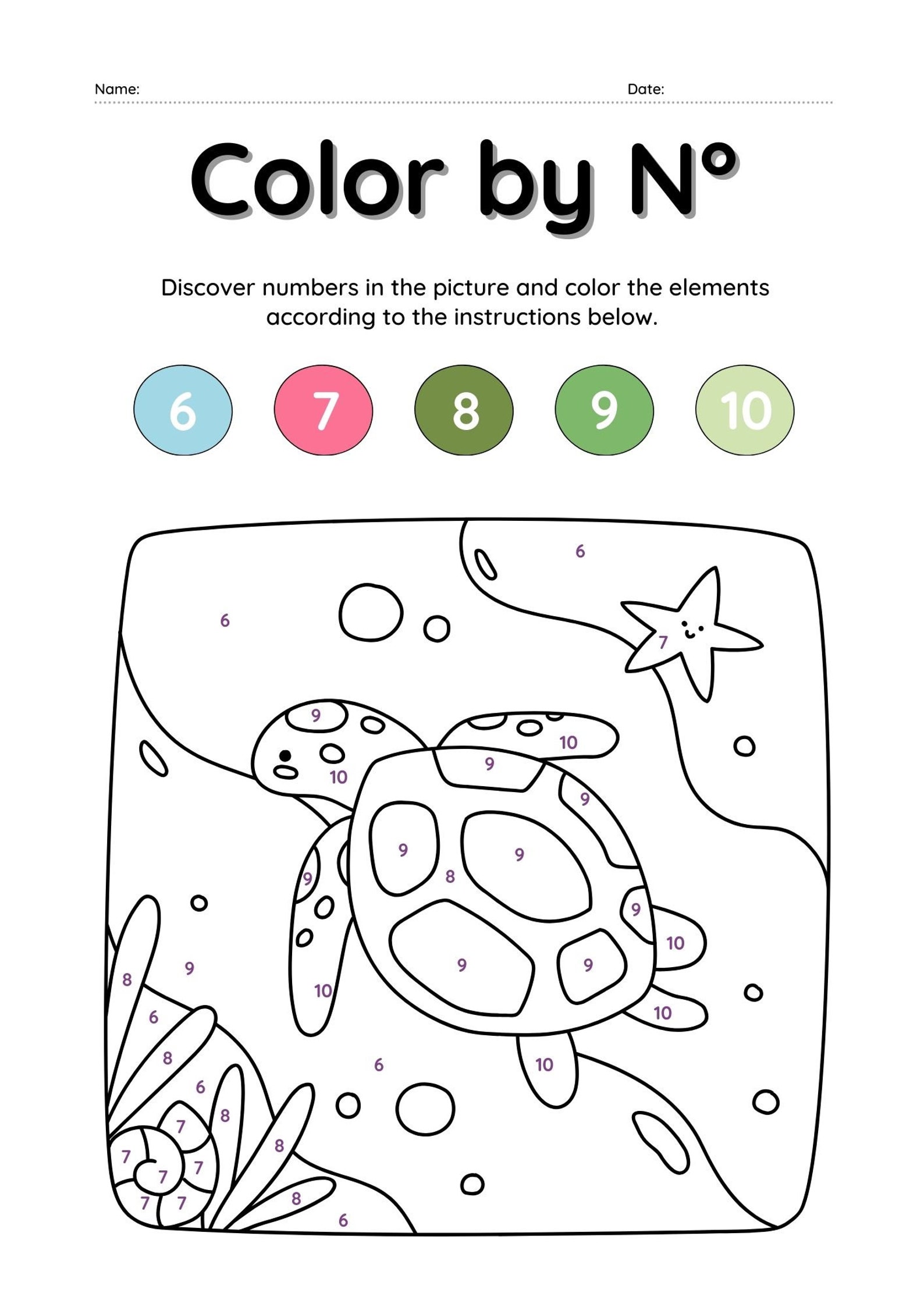 Coloring Book by Number for Kids, Educational Activity Sheets for ...