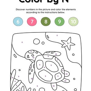 Coloring Book by Number for Kids, Educational Activity Sheets for ...