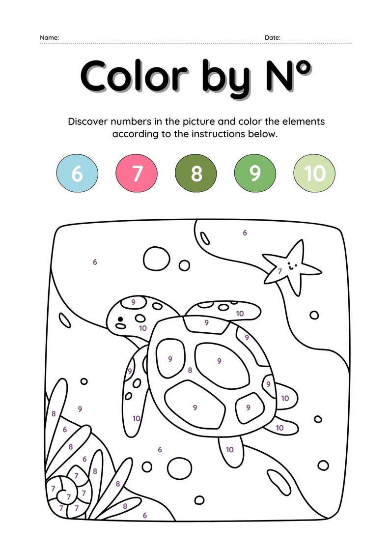 Coloring Book by Number for Kids, Educational Activity Sheets for ...