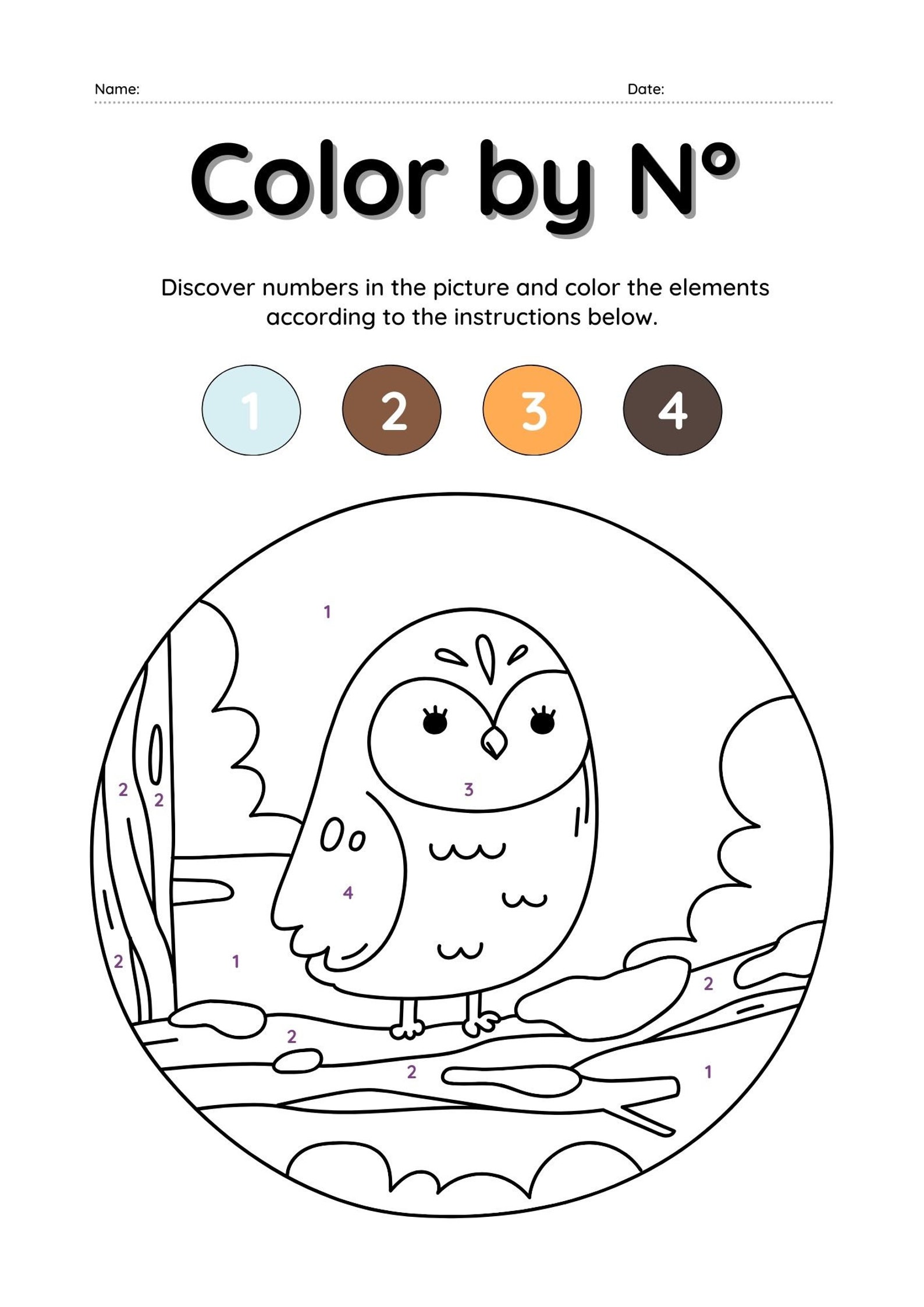 Coloring Book by Number for Kids, Educational Activity Sheets for ...