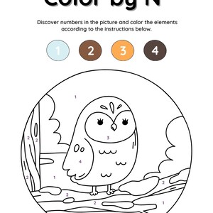 Coloring Book by Number for Kids, Educational Activity Sheets for ...