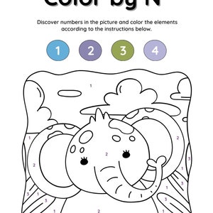 Coloring Book by Number for Kids, Educational Activity Sheets for ...