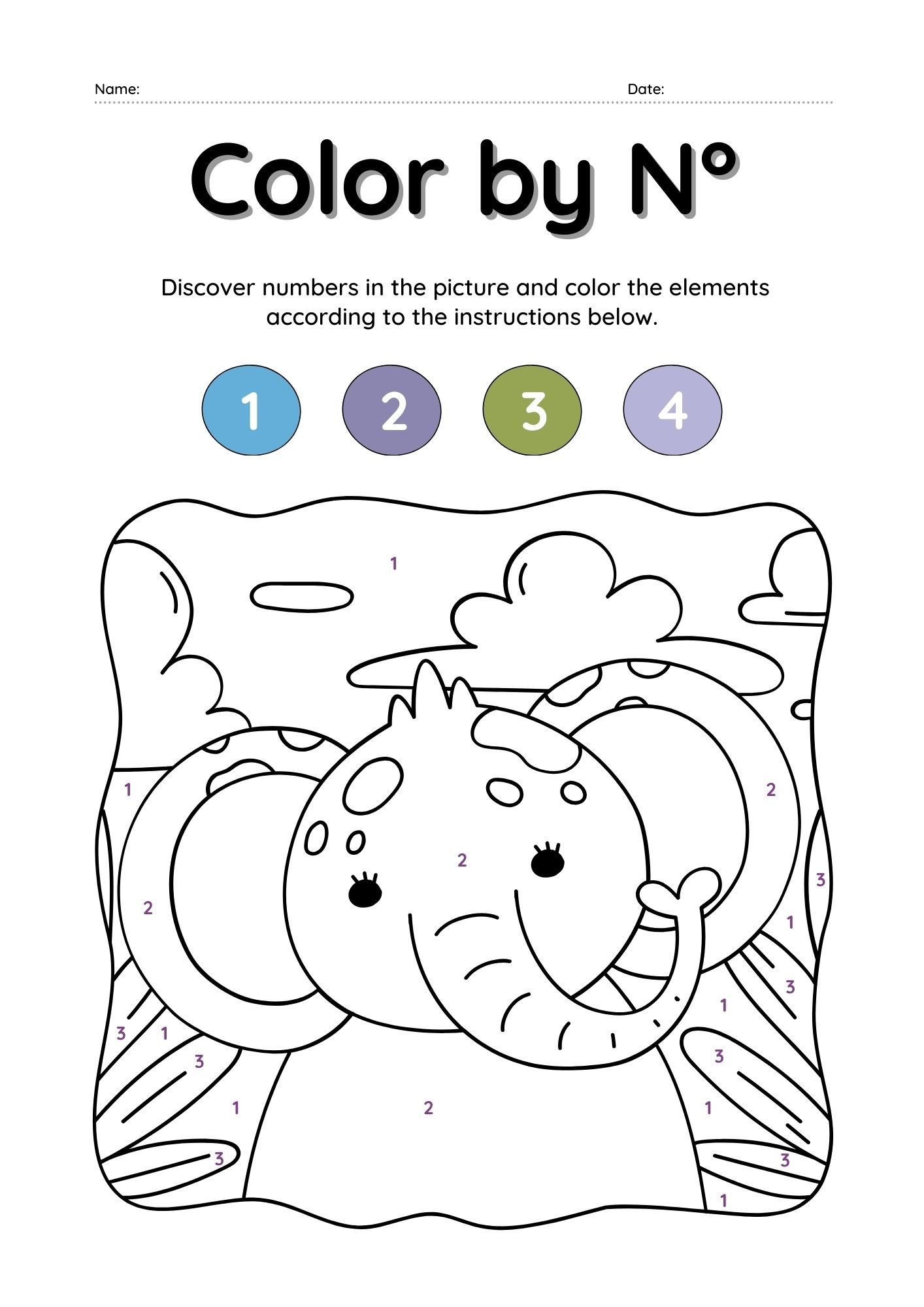 Coloring Book by Number for Kids, Educational Activity Sheets for ...