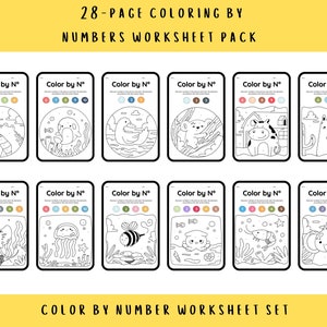 Coloring Book by Number for Kids, Educational Activity Sheets for ...