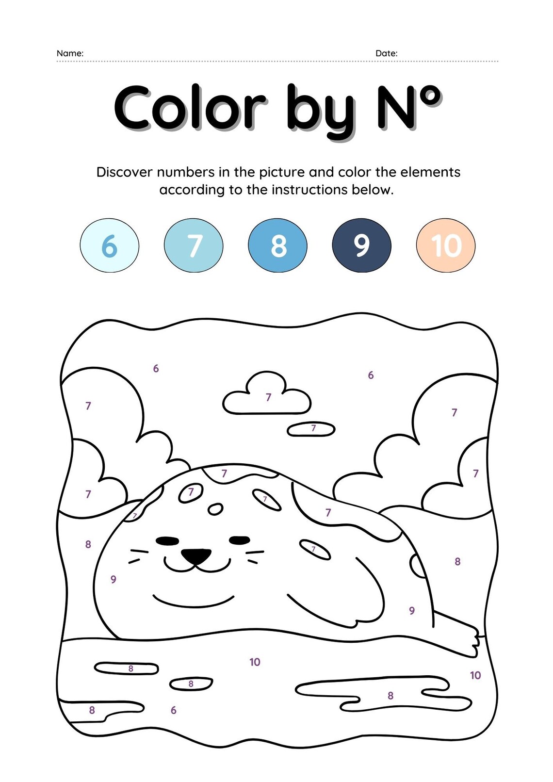 Coloring Book by Number for Kids, Educational Activity Sheets for ...