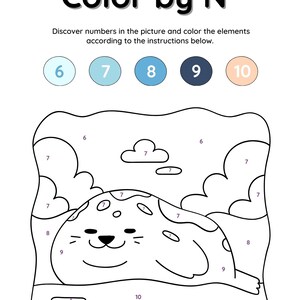 Coloring Book by Number for Kids, Educational Activity Sheets for ...