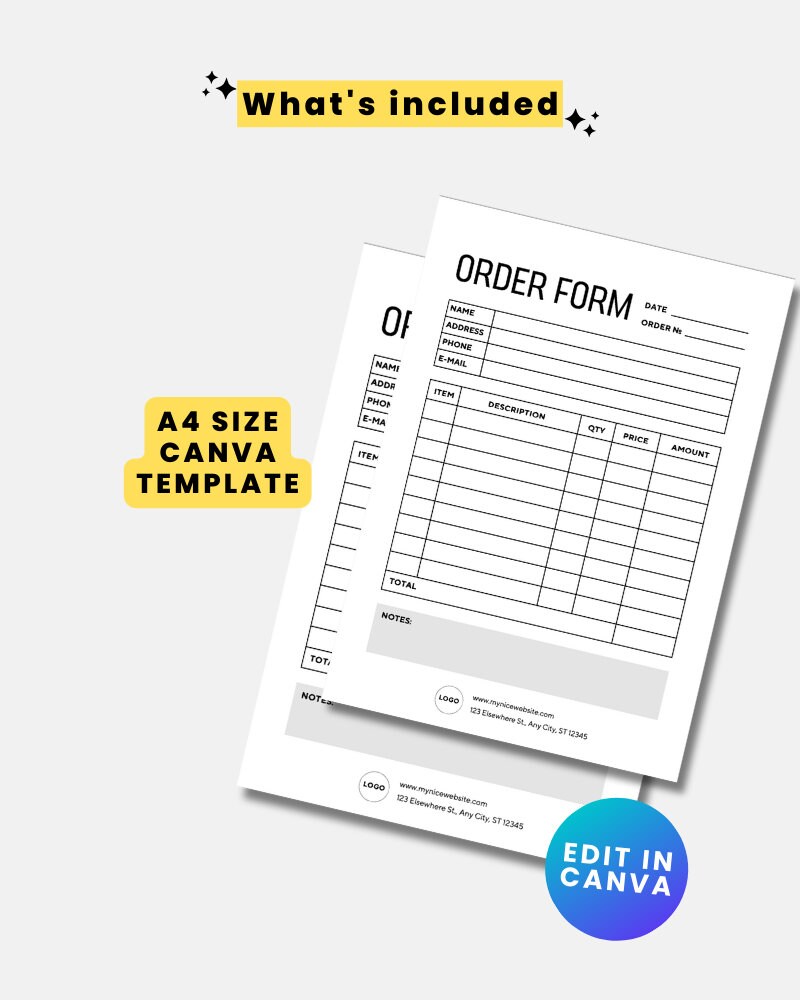 Order Form Template Simple & Clean Design for Small Business ...