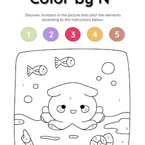 Coloring Book by Number for Kids, Educational Activity Sheets for ...
