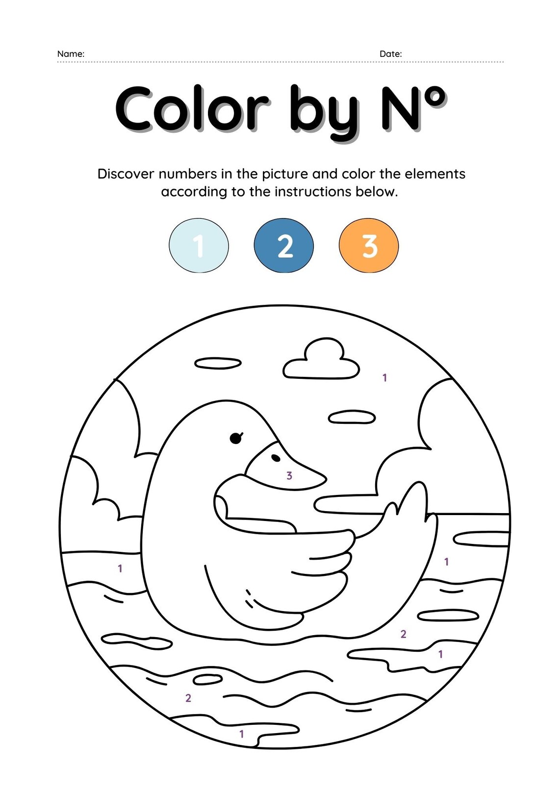 Coloring Book by Number for Kids, Educational Activity Sheets for ...