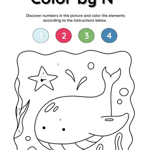 Coloring Book by Number for Kids, Educational Activity Sheets for ...