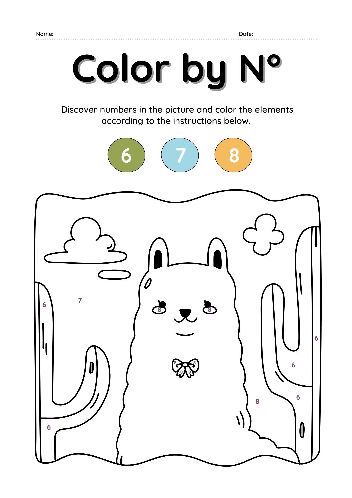 Coloring Book by Number for Kids, Educational Activity Sheets for ...