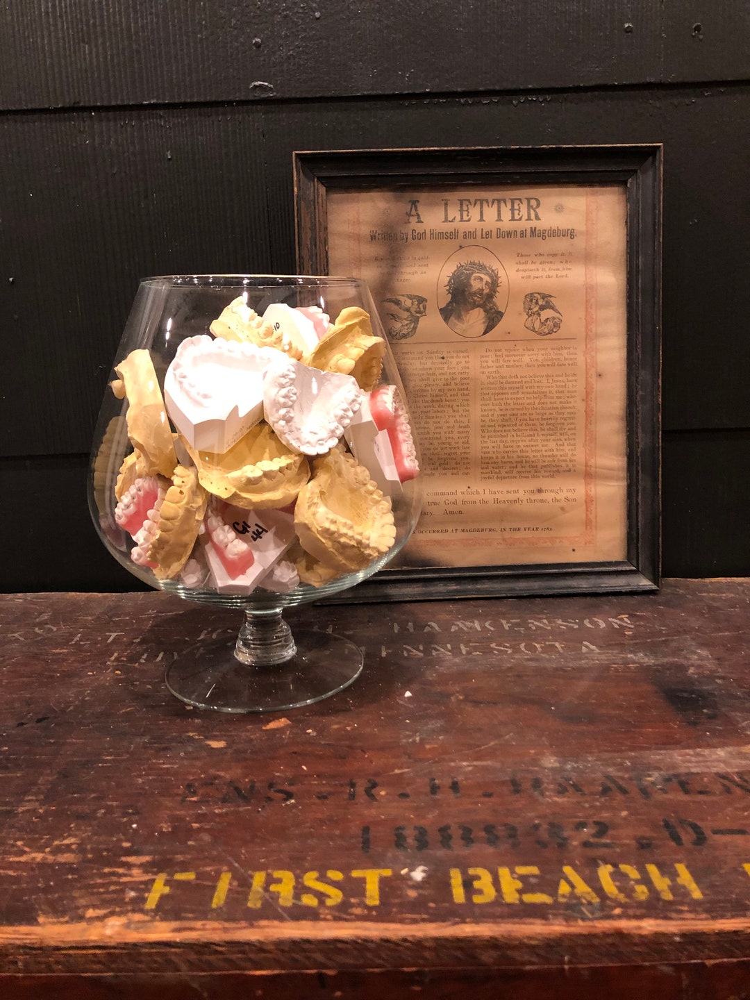 Vintage Brandy Glass Filled With Vintage Dental Casts Spooky Teeth - Etsy