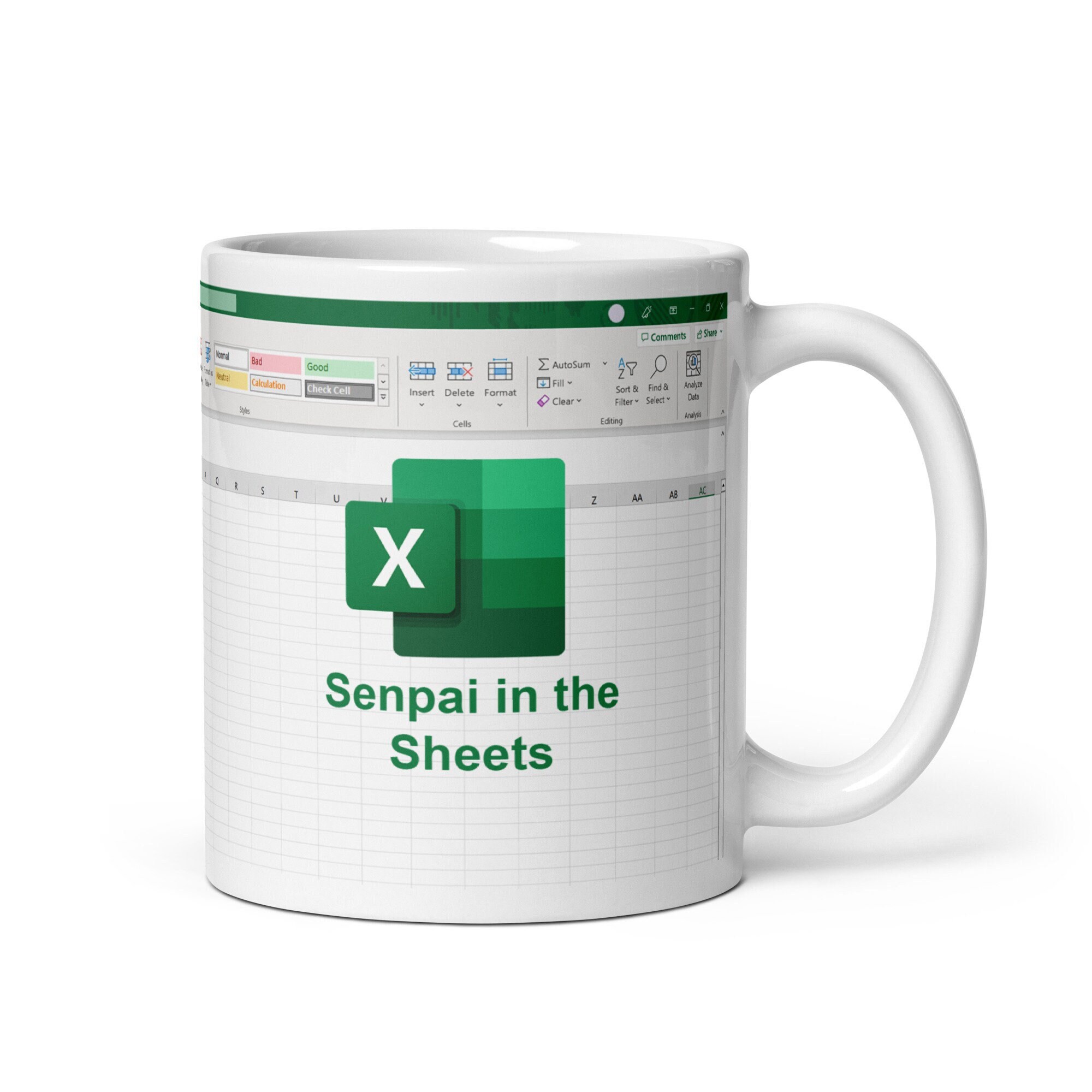 Senpai in the Sheets Mug Excel Coffee Mug, Excel Sheet, Mug Excel ...
