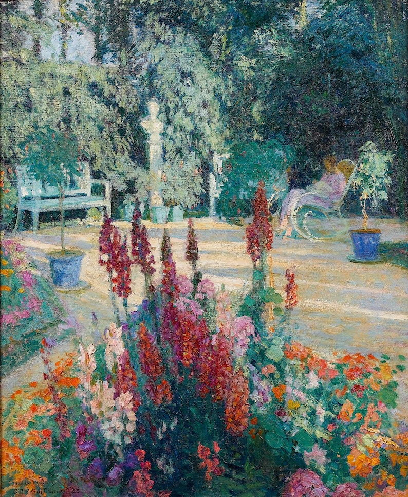 T.C. Steele Oil Painting Reproduction, Selma in the Garden, Hoosier ...