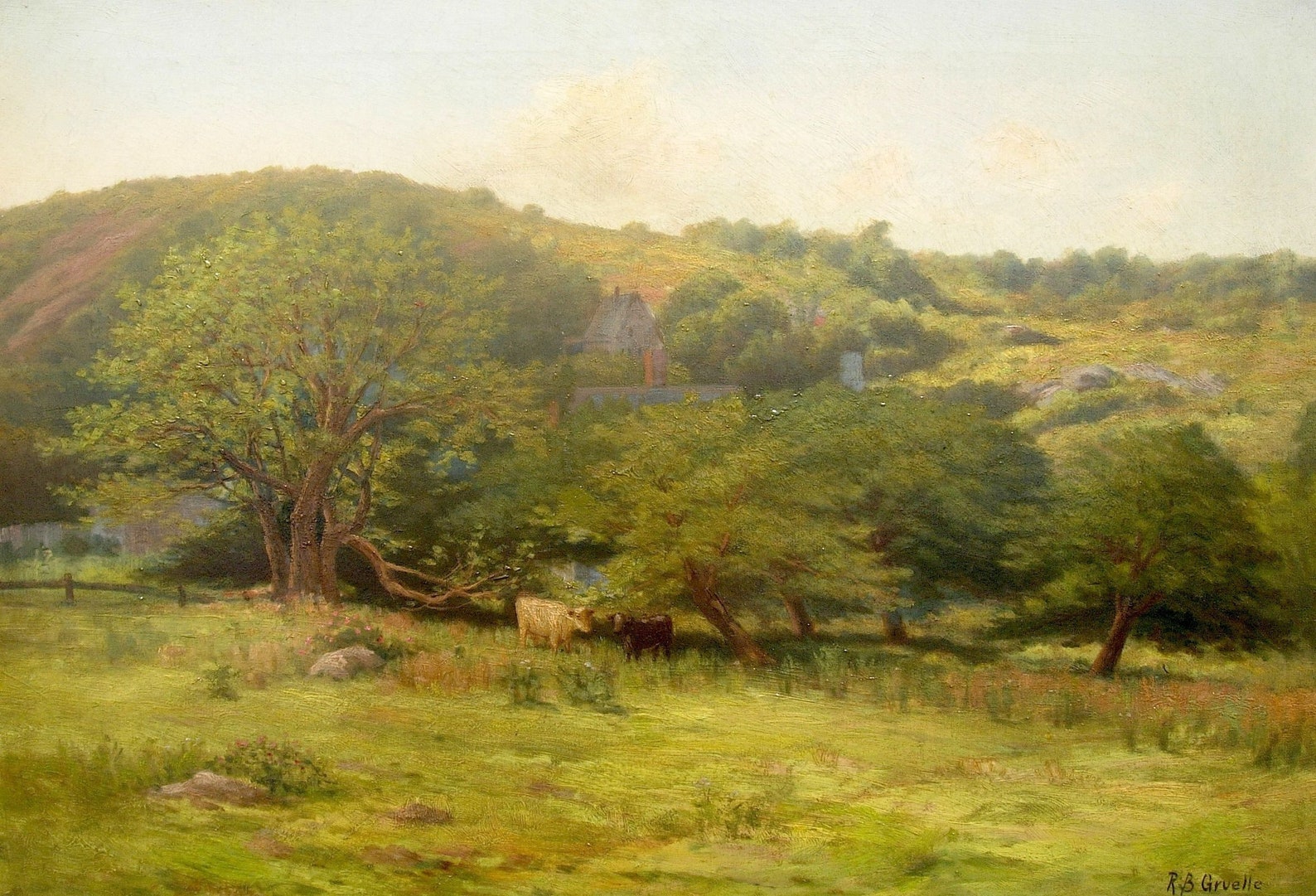 Richard Gruelle Hillside Pasture-hoosier Group Artist,hand-made Oil ...