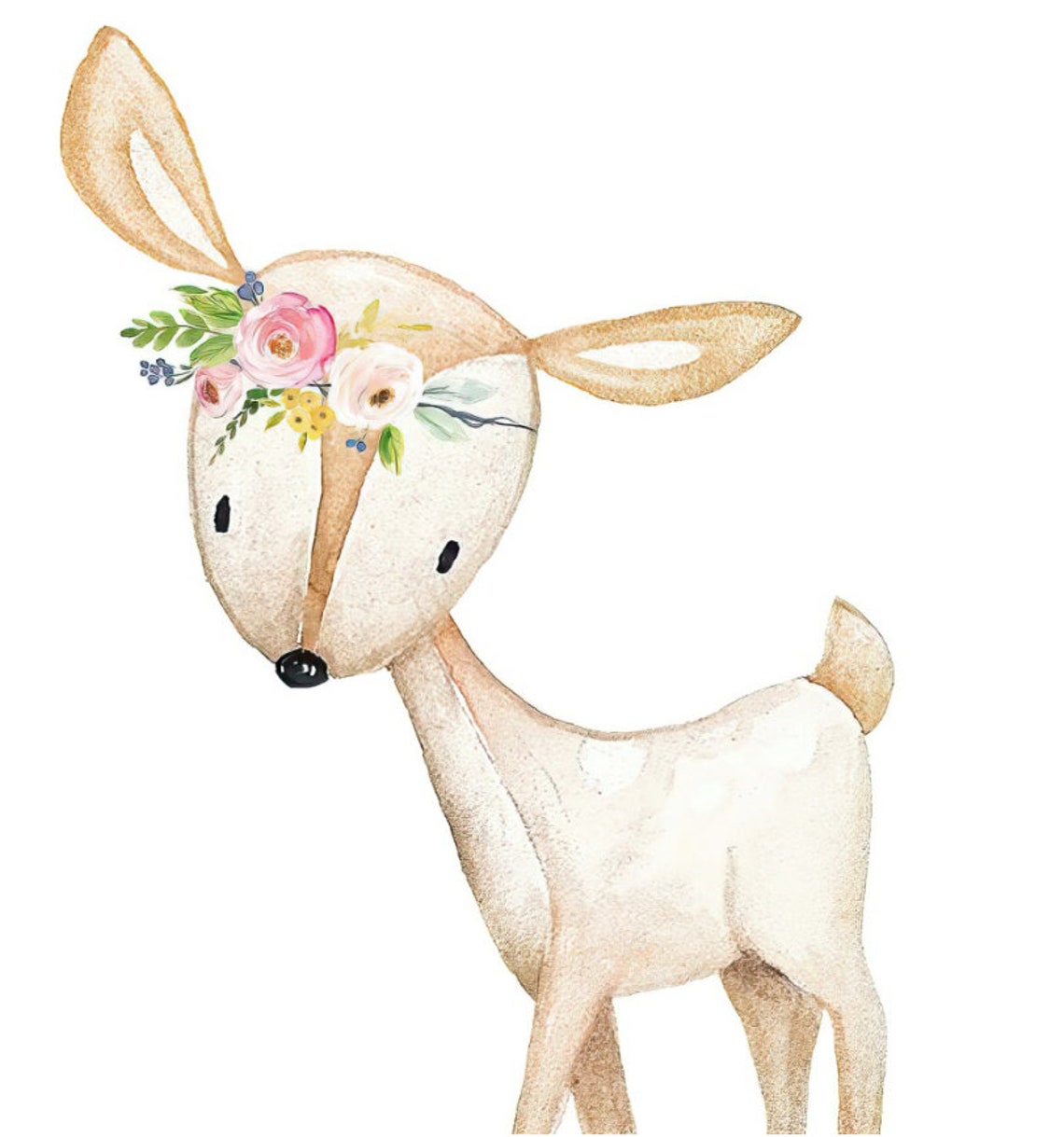 Reindeer Watercolor Poster Nursery Room Decor Baby Wall Art | Etsy