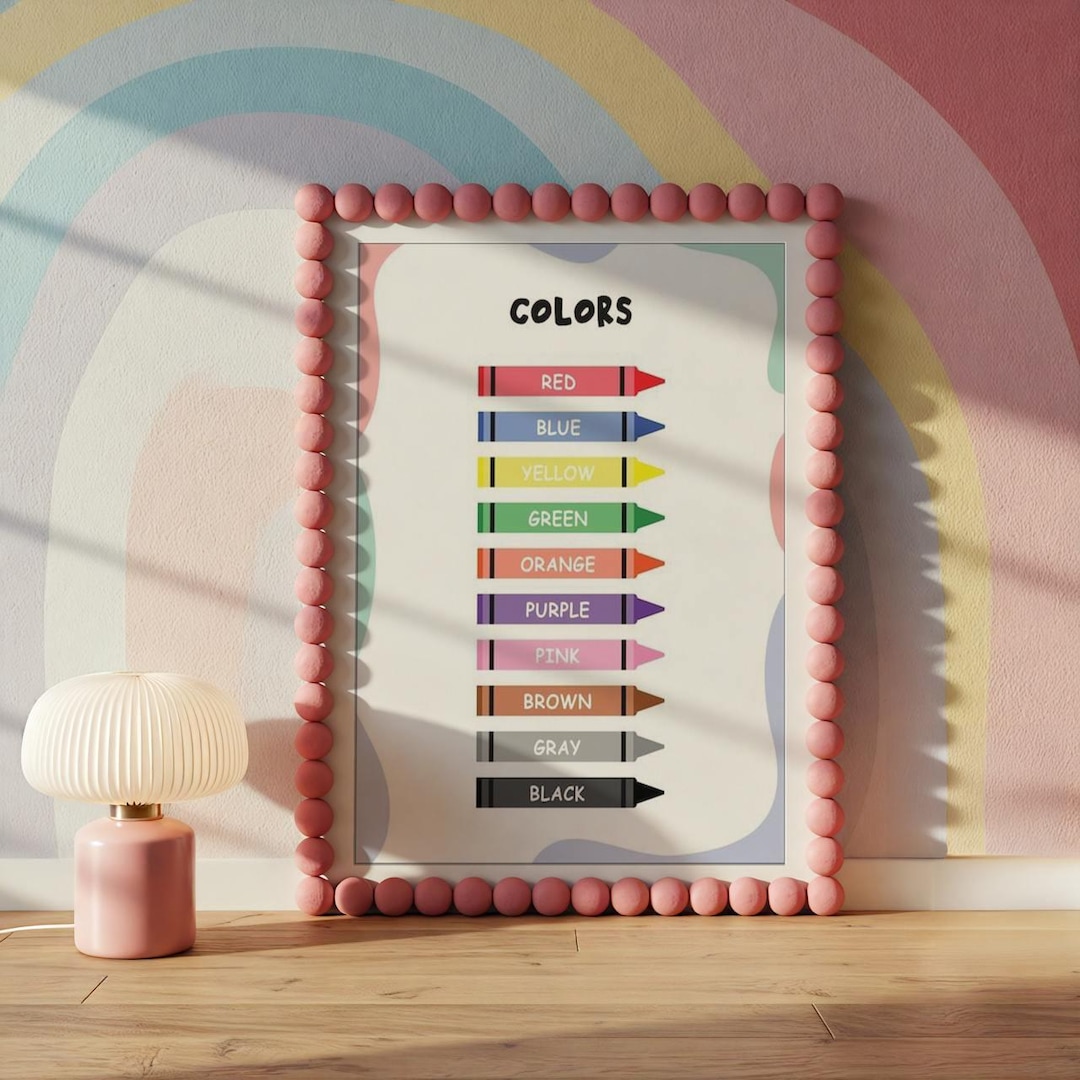 Kids Colors Poster – Crayon Color Chart Wall Art – Educational Nursery ...