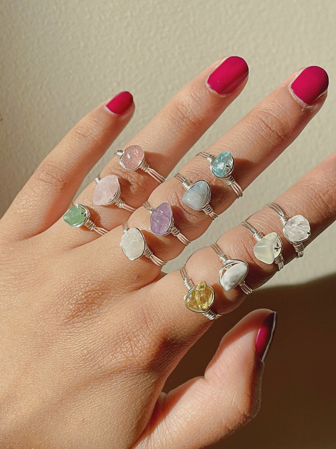 Crystal Ring, Silver Crystal Ring, Wire Wrapped Crystal Ring, Gemstone ...