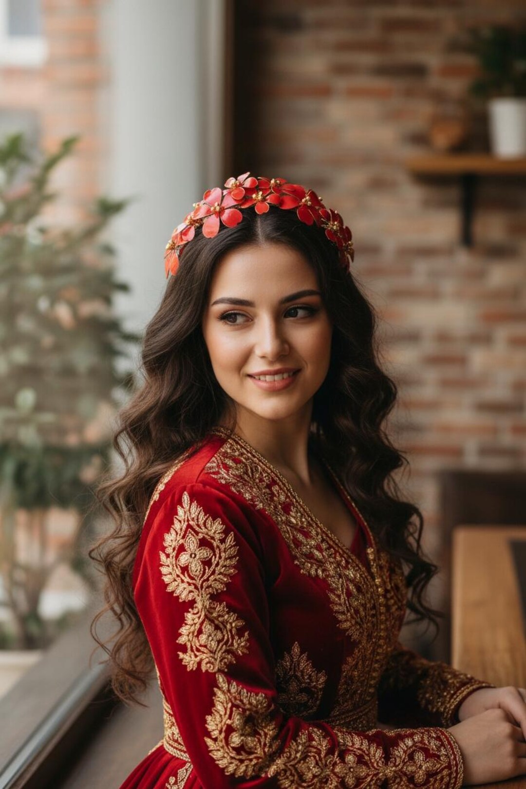 Red Resin Flower Crown Headpiece Handmade Floral Hair Accessory - Etsy