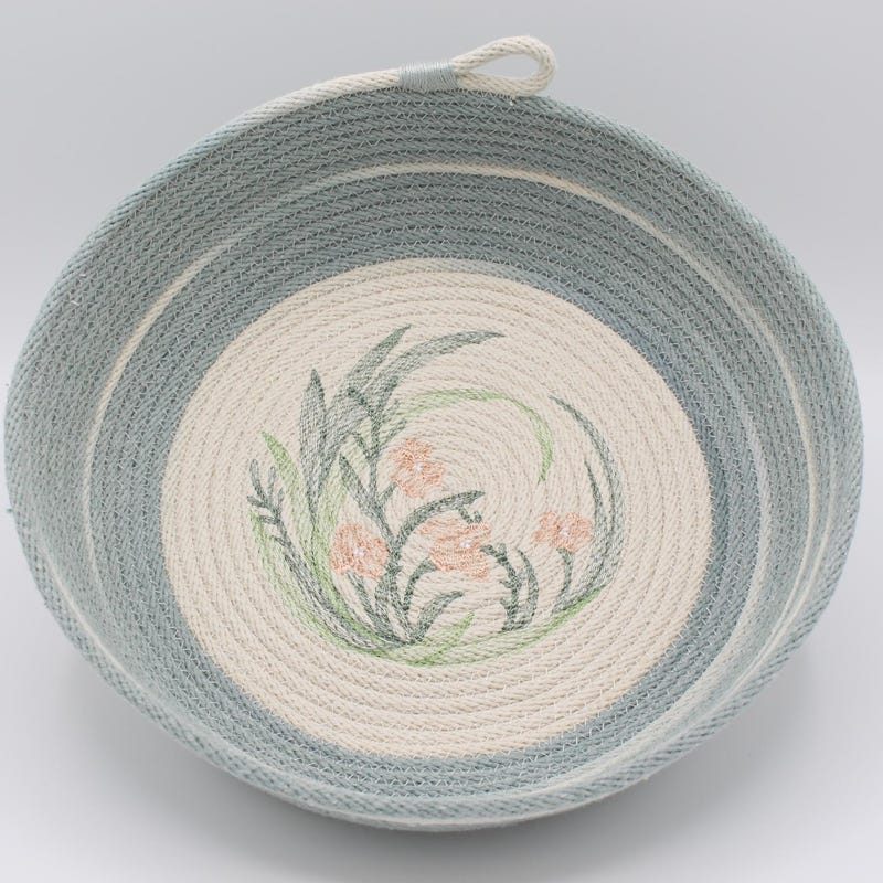 Embroidered Rope Baskets - Etsy