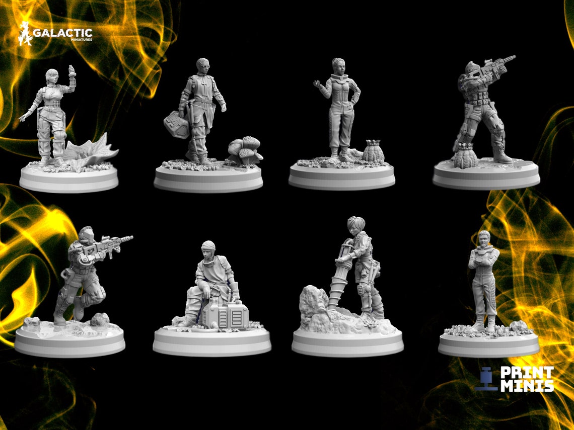 Rpg Miniature Set Sci Fi miniatures Scifi Nemesis board | Etsy