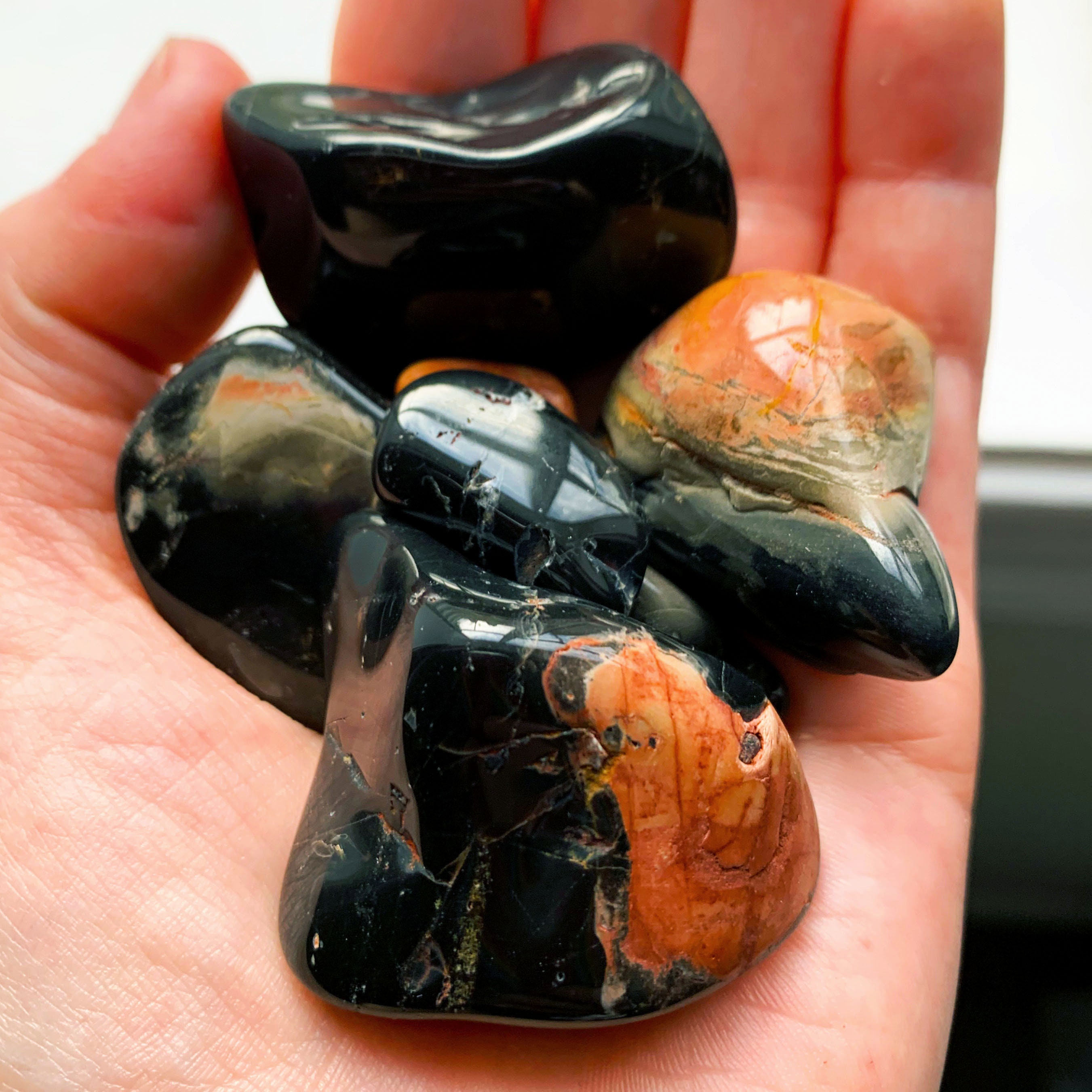 Orange and black gemstone store